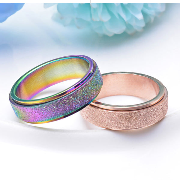 Frosted Rainbow Spinner Rings - Fanduco