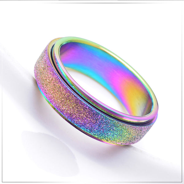 Frosted Rainbow Spinner Rings - Fanduco