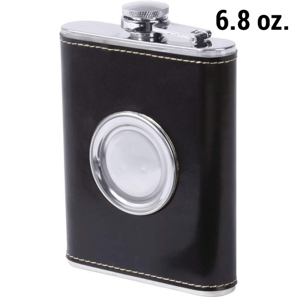 Black Travel Hip Flask With Built-in Collapsible Stainless Steel Shot ...